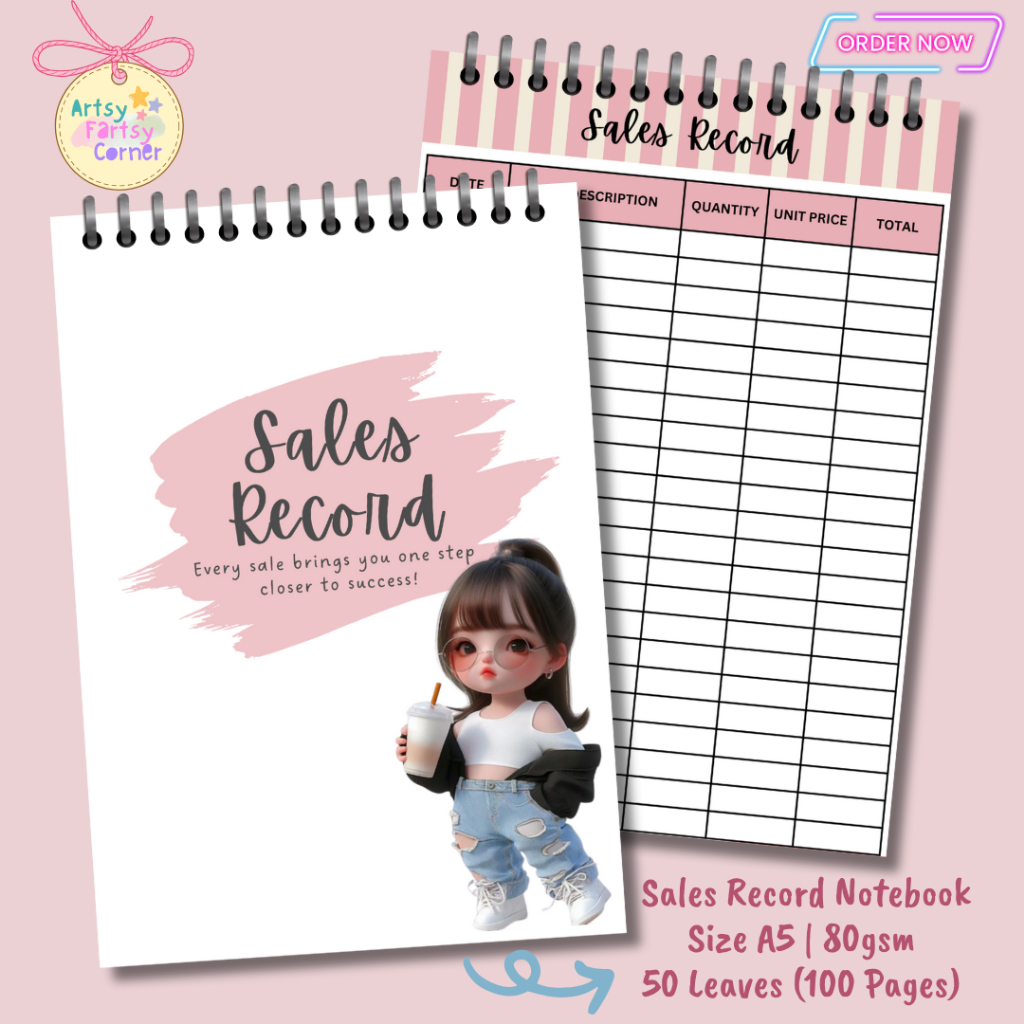 Sales Record Notebook | Personalized Customized Notebook | A5 Size ...