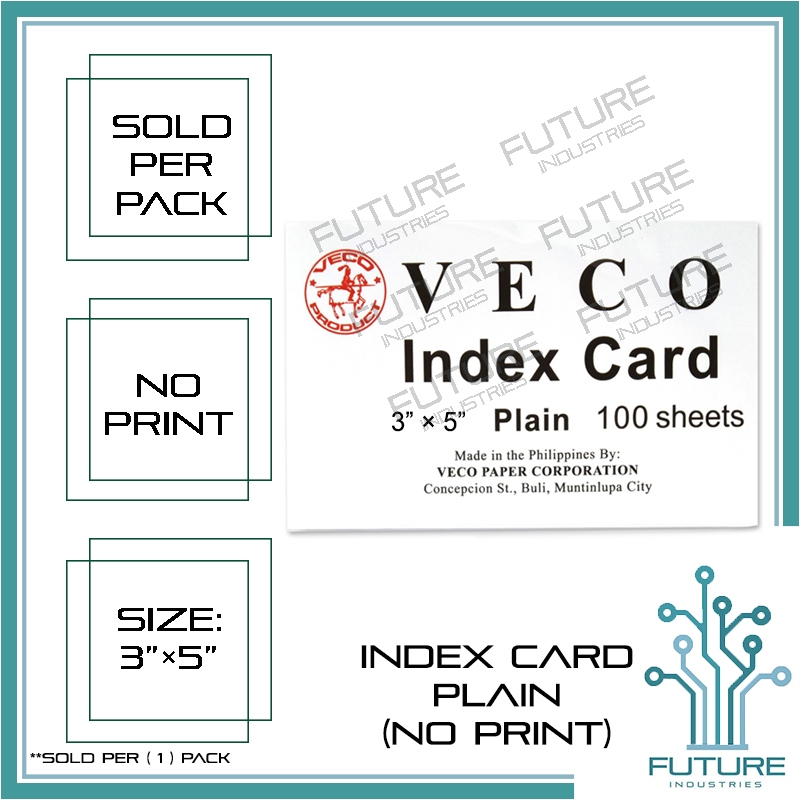 VECO Plain Index Card 3 X 5 Plain Index Card 4 X 6 Plain Index Card 5 X ...