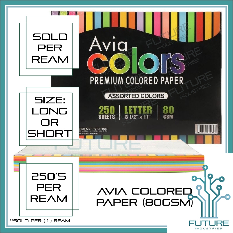 Avia Colored Paper Assorted Color 80gsm Blue Red (250's) Short Size ...