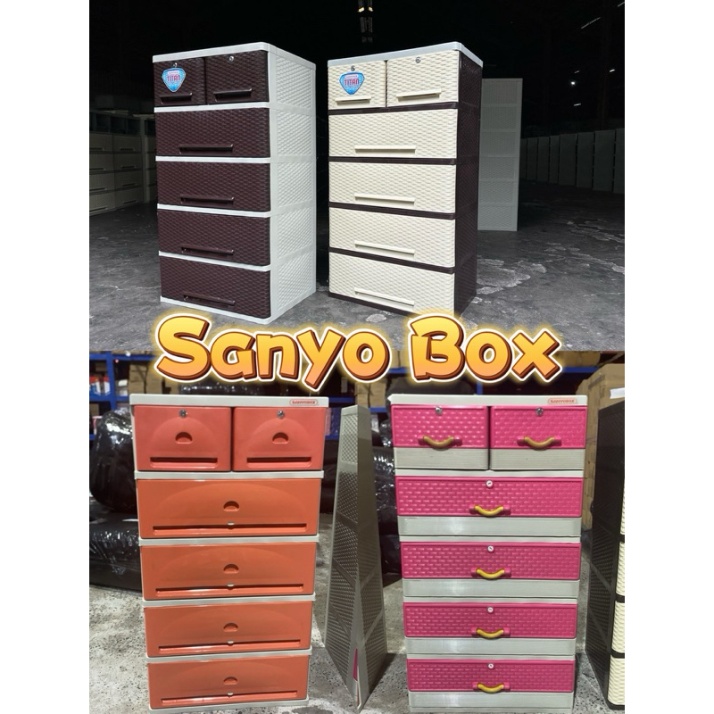 Sanyo Box 8000-5Lrattan cabinet storage drawer with key | Shopee ...