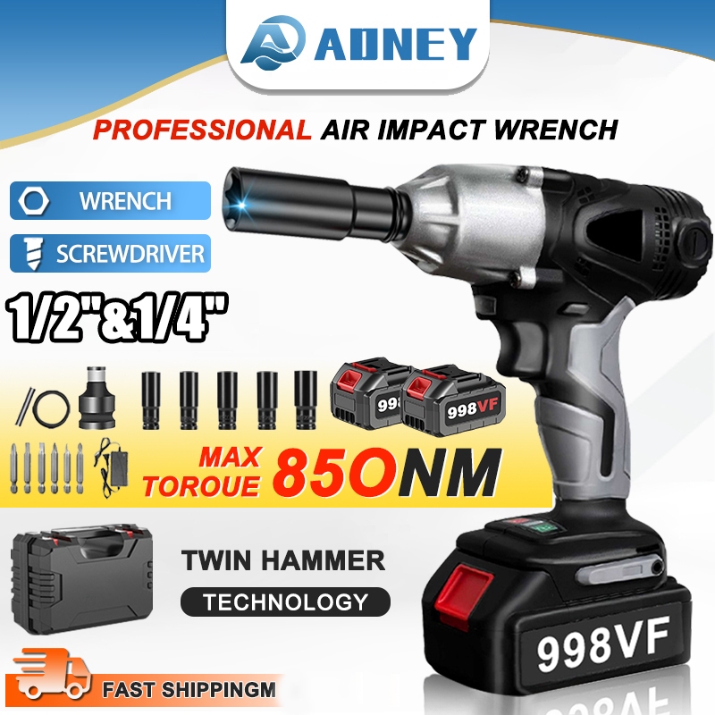 Cordless Impact Wrench 1/2"1/4" Brushless Heavy Duty Electric Ratchet Wrench 880N.M Tool Set ...