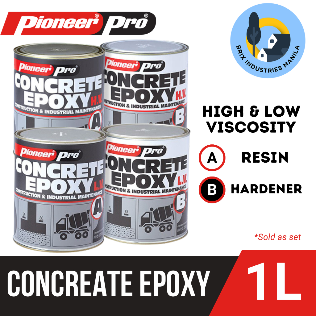 Pioneer Concrete Epoxy Set 1 Liter Each Low Viscosity (LV) and High Viscosity (HV) | Shopee ...