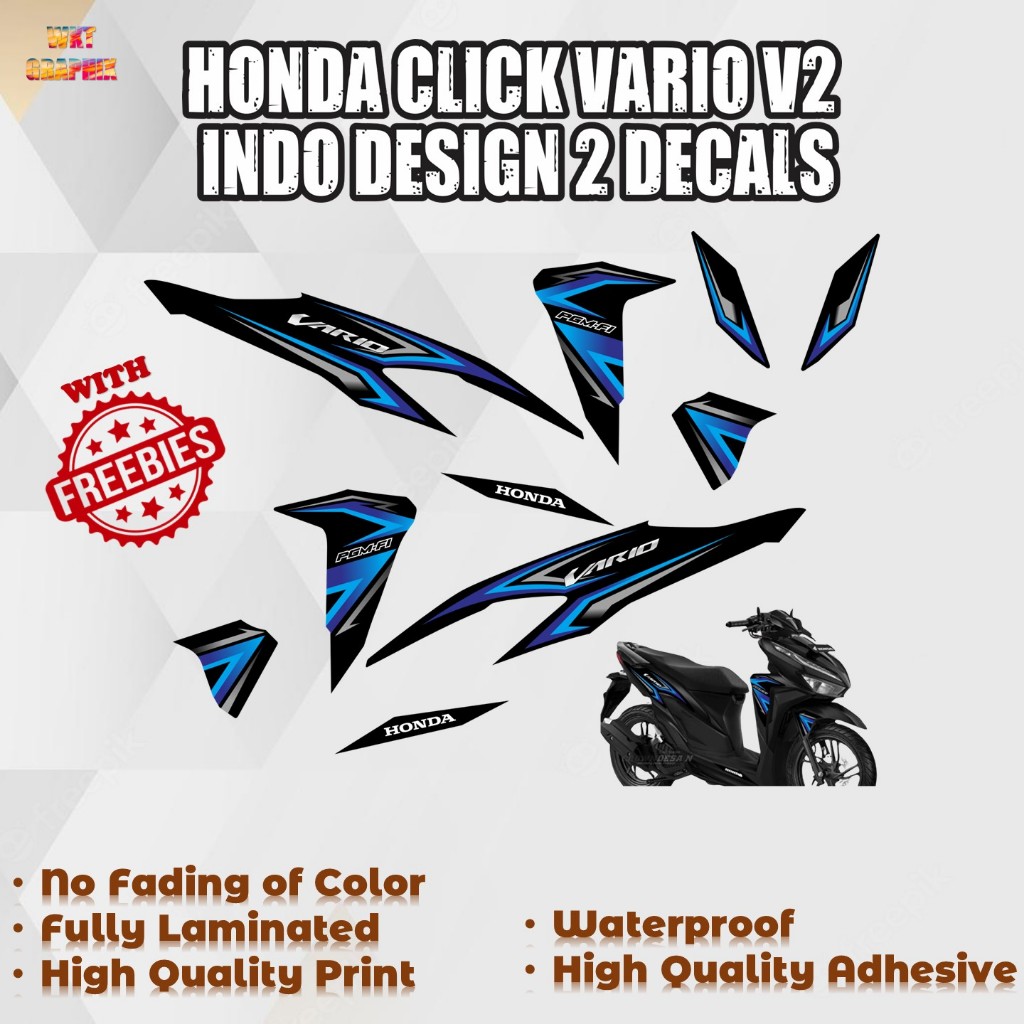 HONDA CLICK VARIO V2 INDO DESIGN 2 DECALS (WATERPROOF, LAMINATED, FADE ...