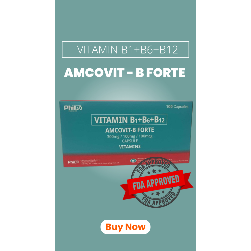 AMCOVIT-B FORTE Vitamin B-Complex B1+B6+B12 100's Capsule | Shopee ...