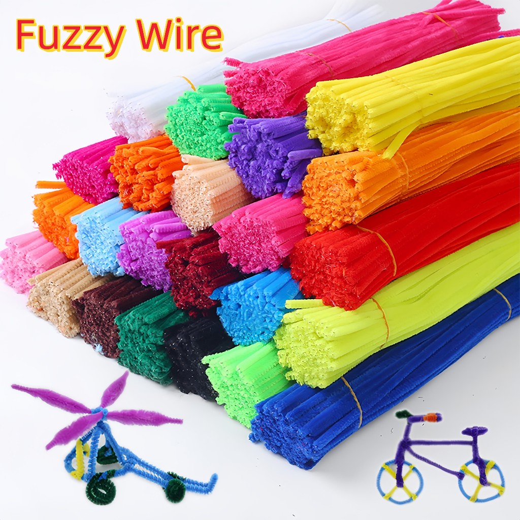 50pcs Colorful Dense fuzzy wire pipe cleaner craft flower Chenille Stem ...
