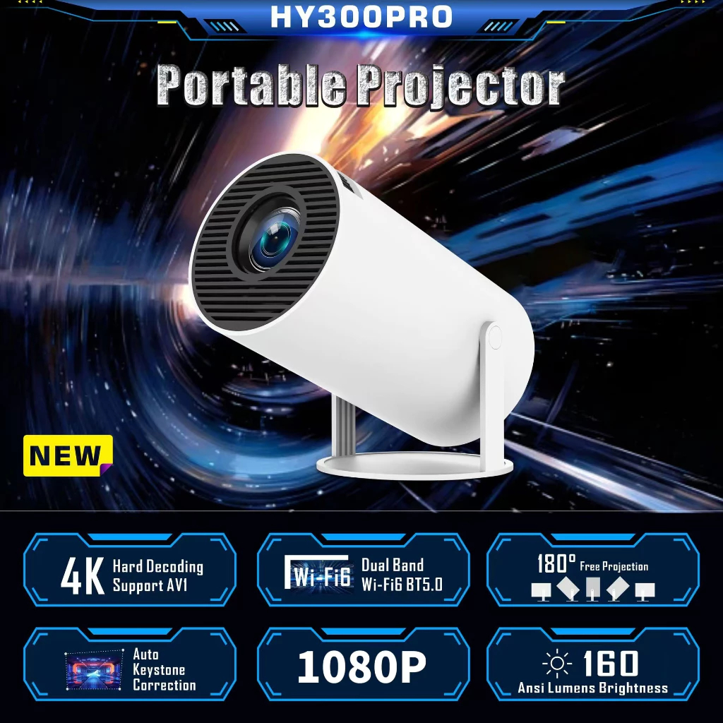 HY300 PRO Projector 4K Ultra HD Wide screen Mobile wireless connection ...