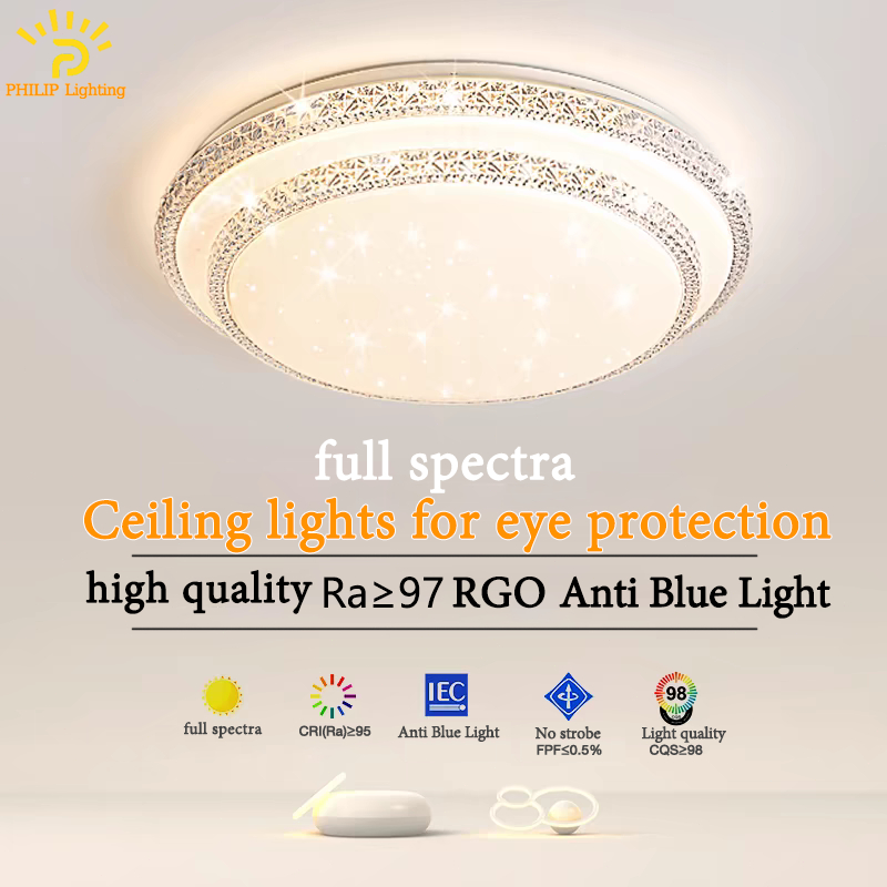 Ceiling Light Tri Color LED Chandelier Bedroom Light For Living Room ...