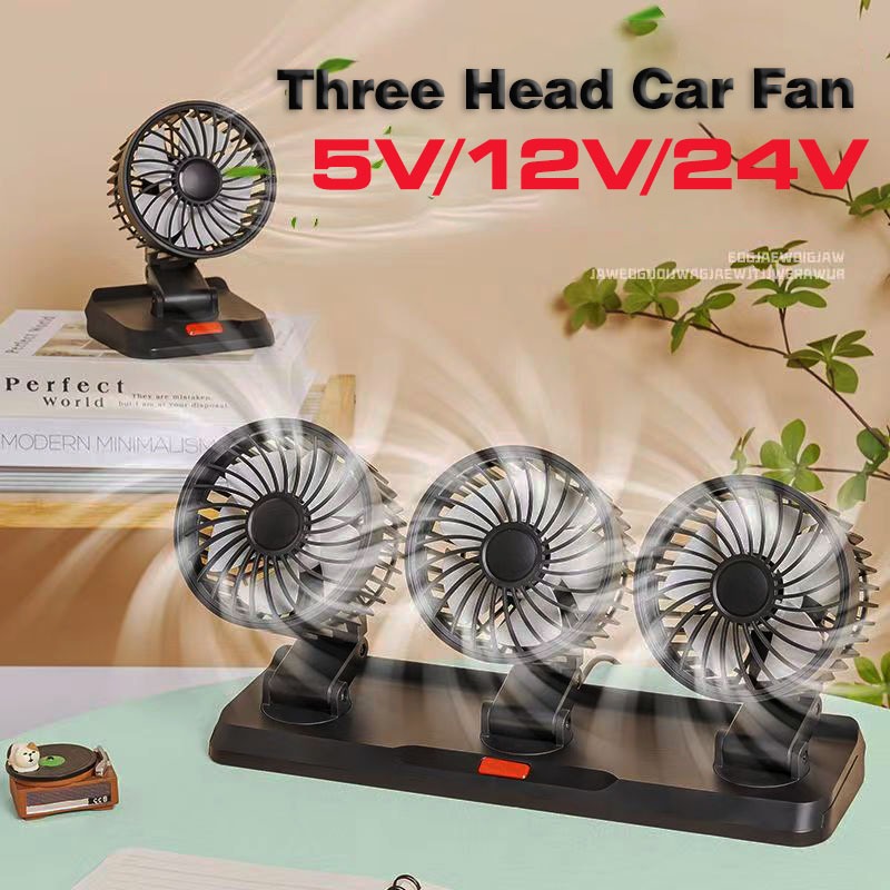Portable Car Mounted Three Head Fan 5v/12v/24v Truck/Sedan Air Cooler ...