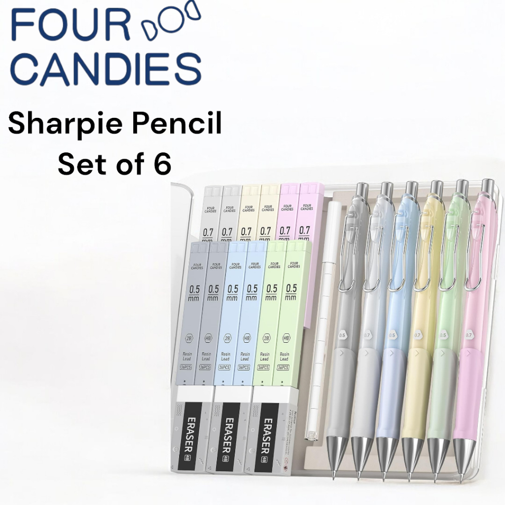 Four Candy's KL218 Sharpie Pencil Set of 6 pencils, 0.5mm and 0.7mm ...