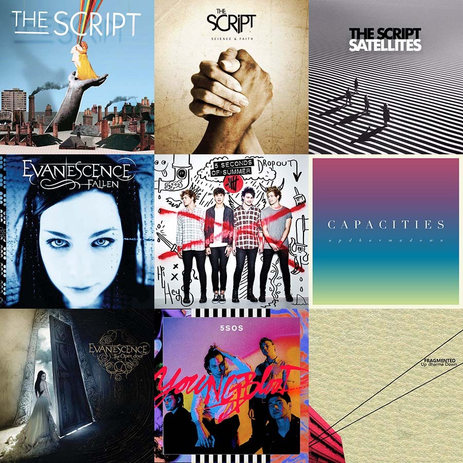 The Script/5SOS/Evanescence/Up Dharma Down Album Covers [Vinyl-Style UV ...