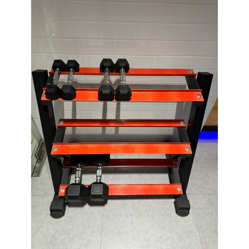 Red Black Dumbbell Rack, 3-layer Multifunctional Powder Coated | Shopee ...