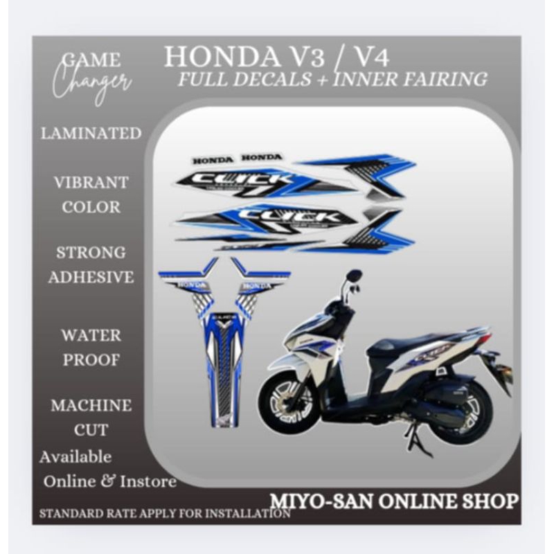 HONDA CLICK 125 v3/v4 full DECALS with INNER FAIRING STICKERS | Shopee ...