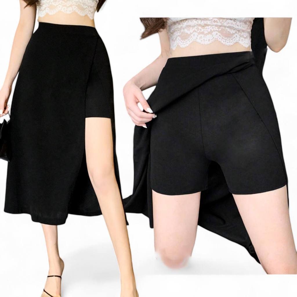 BLK Long Slit Split Skort | Shopee Philippines
