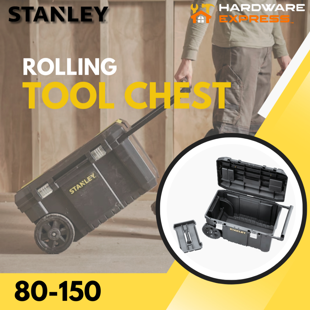 STANLEY Toolbox 80-150 Essential Chest Tool Box with Wheels | Shopee ...