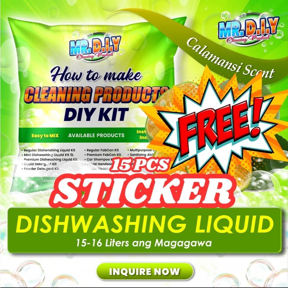 FREE 15PCS STICKER MR DIY DISHWASHING LIQUID KIT 15-16 LITERS FREE ...