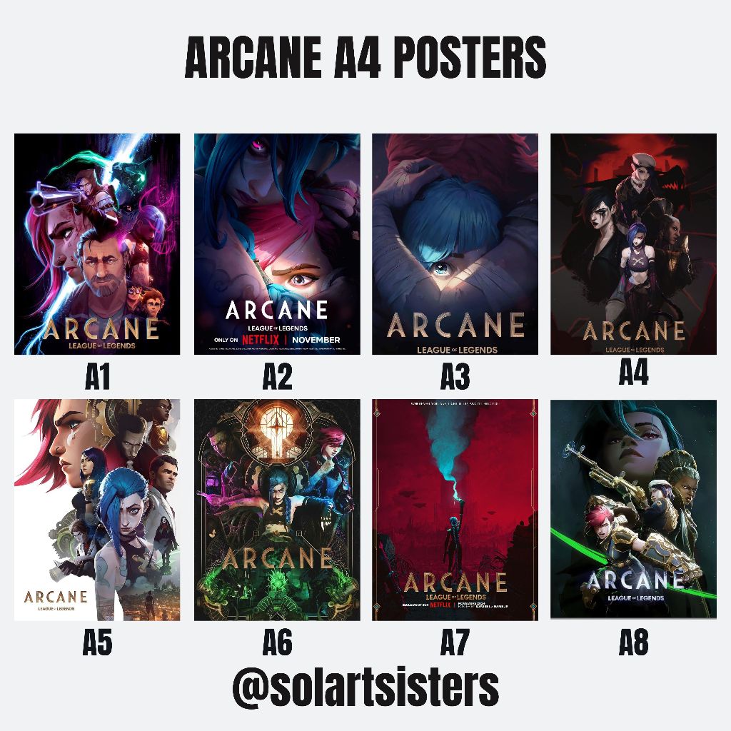Arcane League of Legends Season Series A4 Posters Art Prints LOL Emo ...