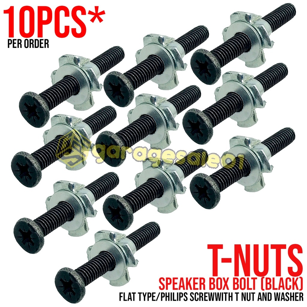 GS10 10PCS T-NUTS TNuts TNUT Flat Type Speaker Box Bolt T Nut and ...