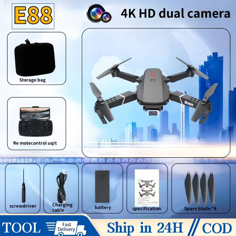E88 Mini Drone 4K HD Camera With Wifi FPV Portable Foldable Remote ...