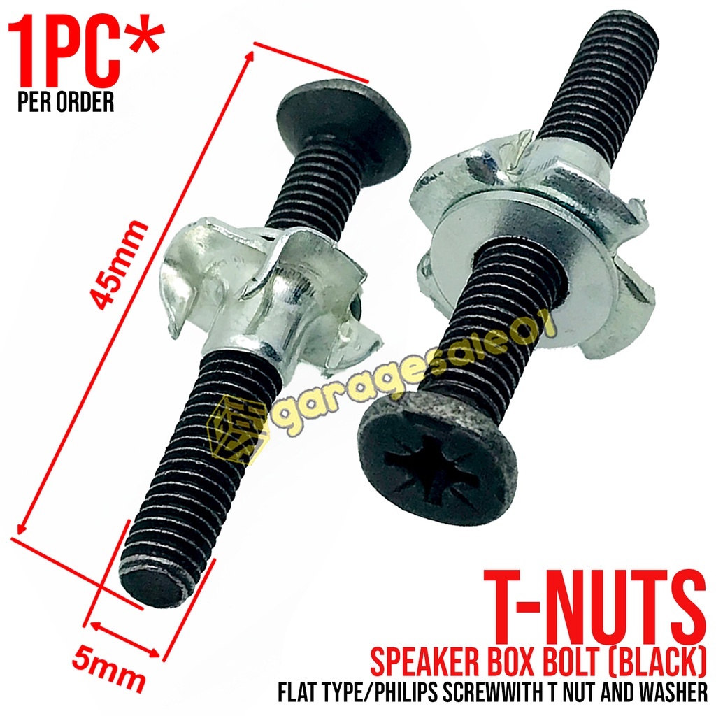 GS10 T-NUTS TNuts TNUT Flat Type Speaker Box Bolt with T Nut and Washer ...