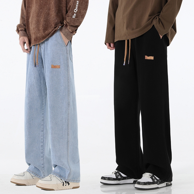 【COD】Blue Denim Pants For Men Straight Cut Pants WideLeg Loose Jeans ...