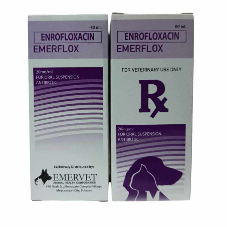 EMERFLOX Enrofloxacin Antibiotics Oral Suspension for Cats & Dogs 60ml ...