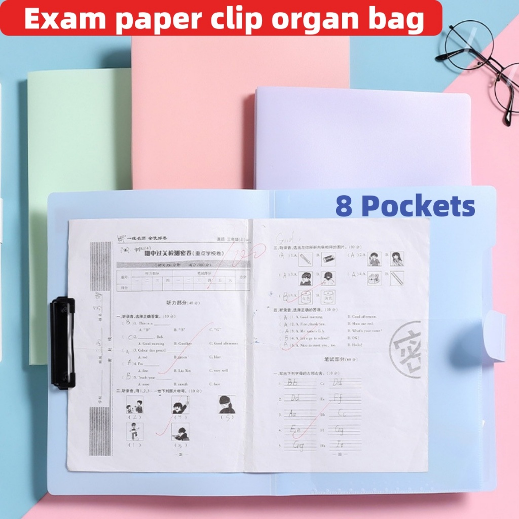 Long Expanding File Folder With Clipboard 8 Layer 2-in-1 Velcro Folder ...