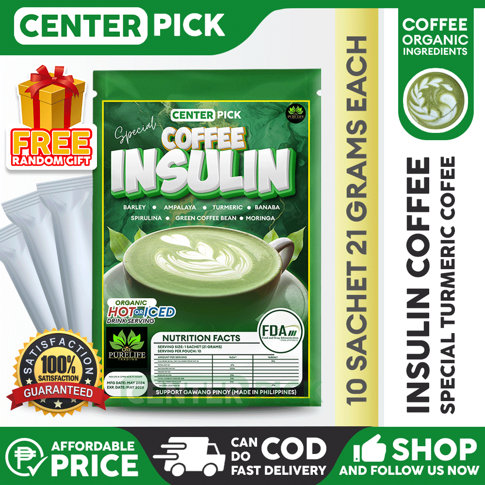 Centerpick Insulin Coffee, 10 Sachets Organic Brew, Kape, Stevia Blend ...