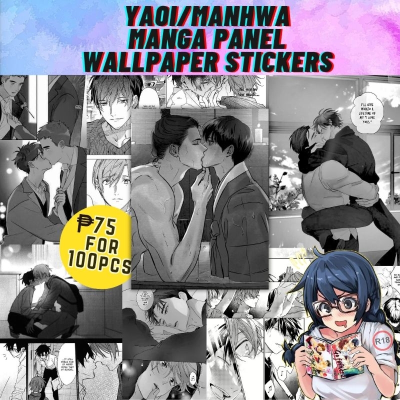 BL Manhwa Yaoi Manga panel decoration stickers - Monochrome wallpaper ...