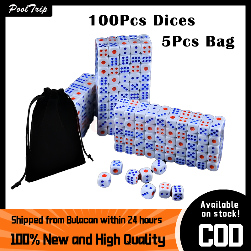 100Pcs Game Dice Cube Six-Sided Dice For Table Games Party Playing with ...