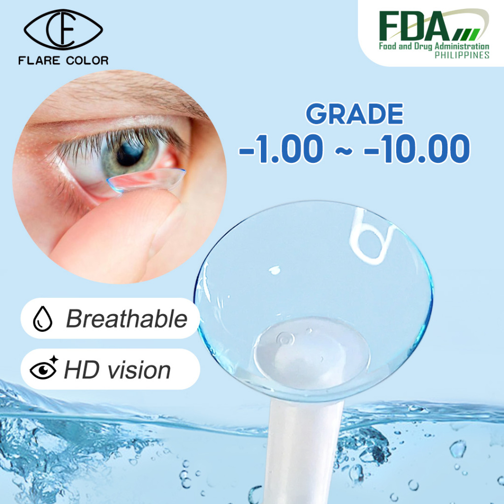 [-1.00~-10.00] Flarecolor Clear Contact Lens Graded 14.2mm Contact ...