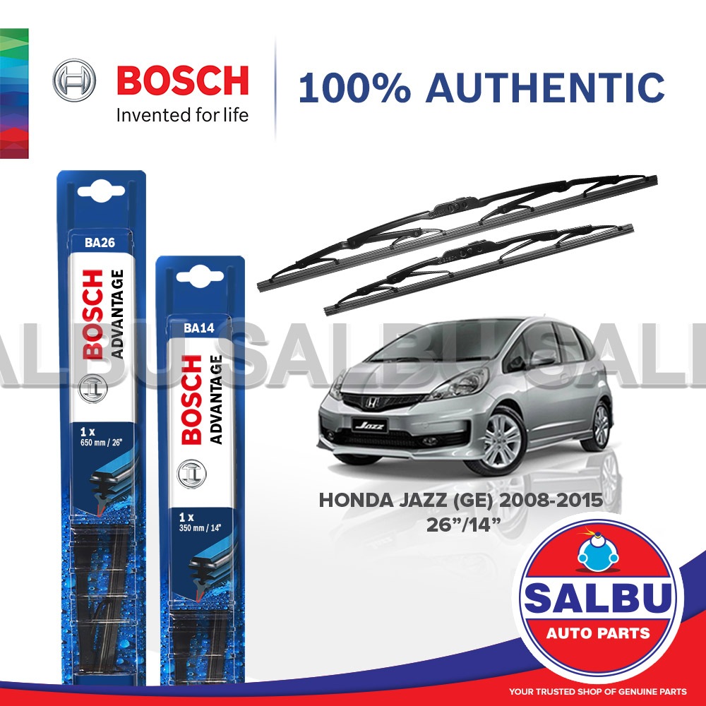 BOSCH Advantage Wiper Blade Set for HONDA Jazz (GE) 2008-2015 (26"/14 ...
