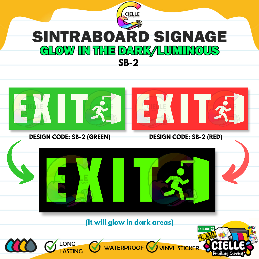 LUMINOUS/ GLOW IN THE DARK SIGNAGE SINTRA BOARD (SB-2) – EXIT SIGNAGE ...