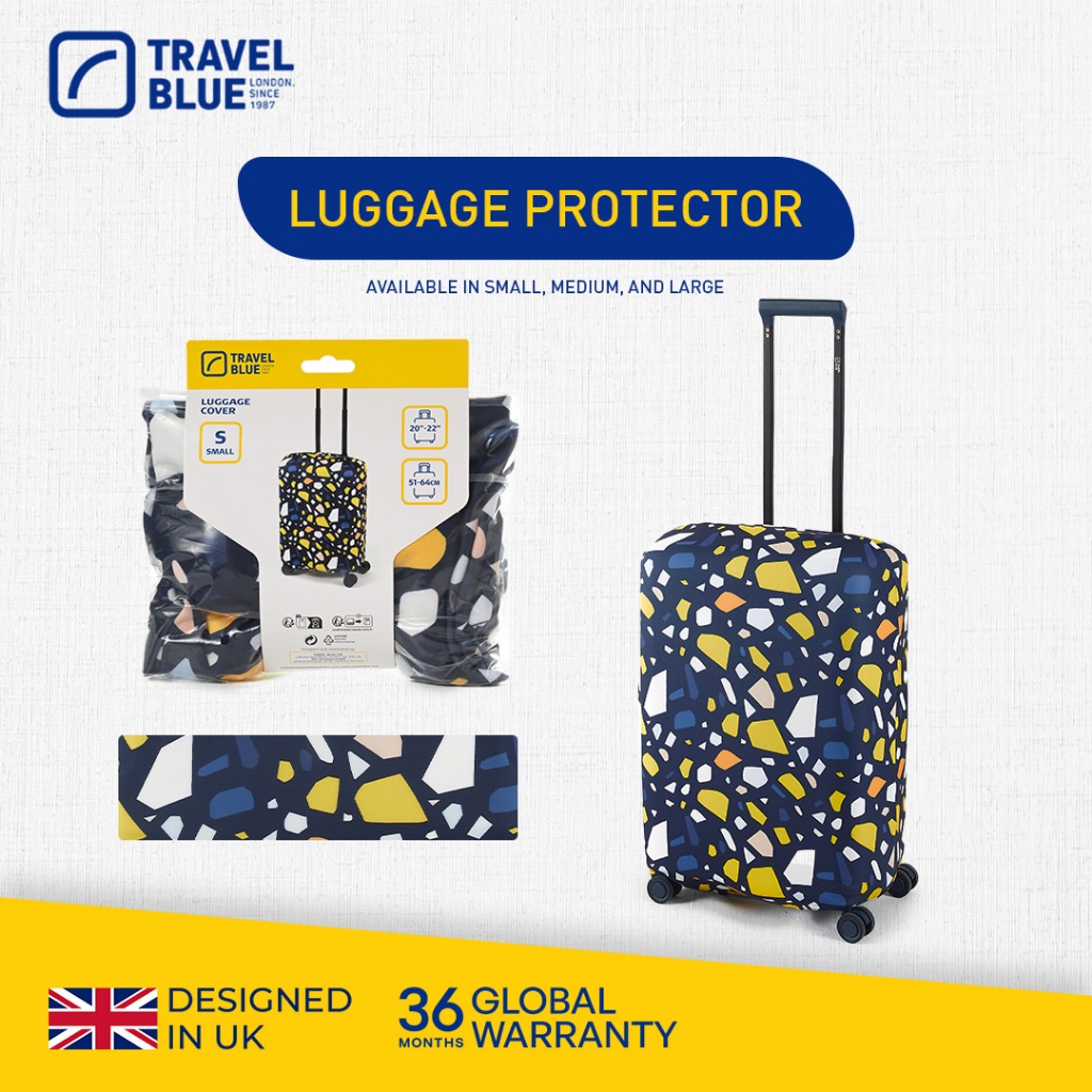 Travel Blue Luggage Cover - Terrazzo (Available in Small, Medium and ...