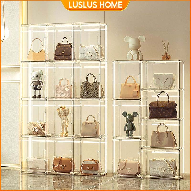 Lus Acrylic Bag Box Organizer Transparent Display Box Doll Storage Box
