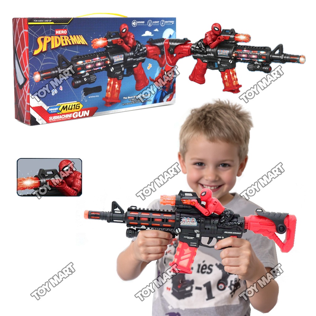 Spider Hero Barrel Moving M416 Submachine Gun Toy LED Light Sound ...