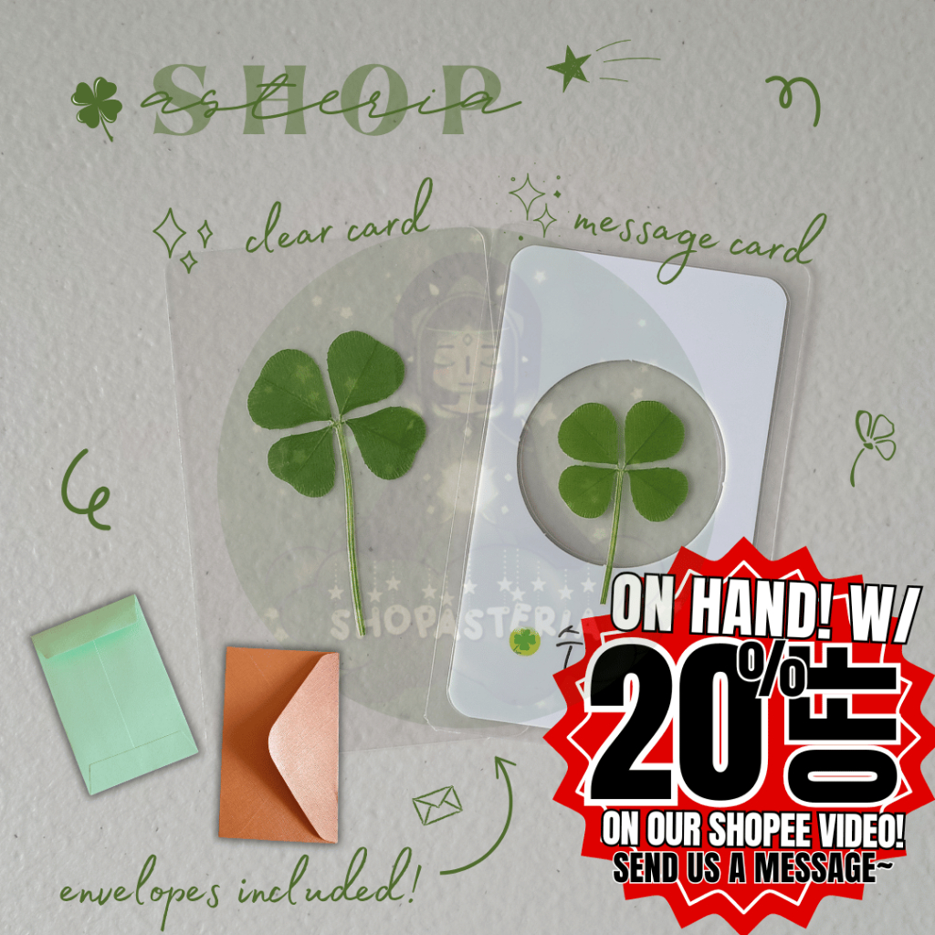 Lucky Four Leaf Clover (Clear / Message) Card Real Clover from South ...