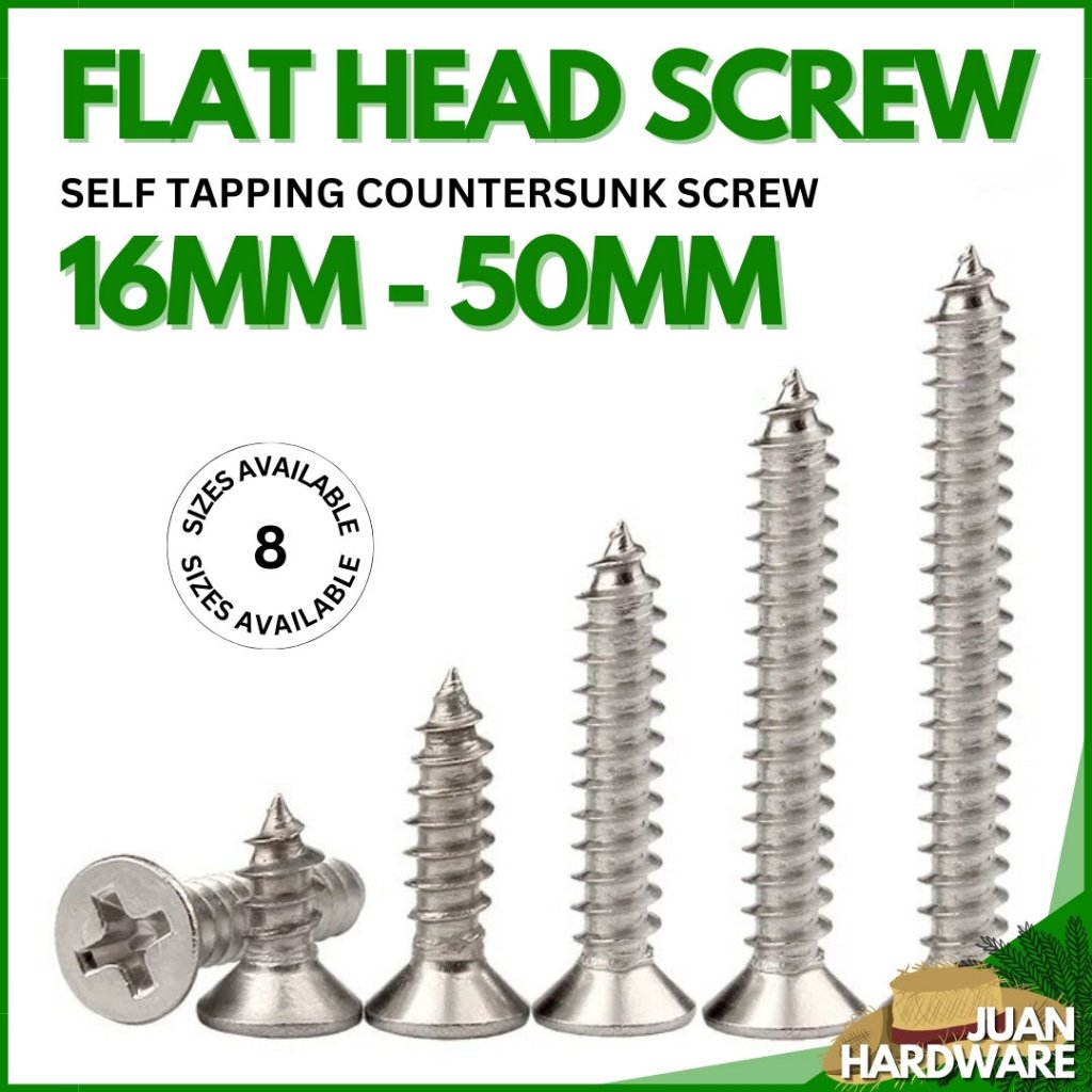 (100 PCS) Flat Head Screw for Wood 1 to 2 Inches Hardiflex Screw ...