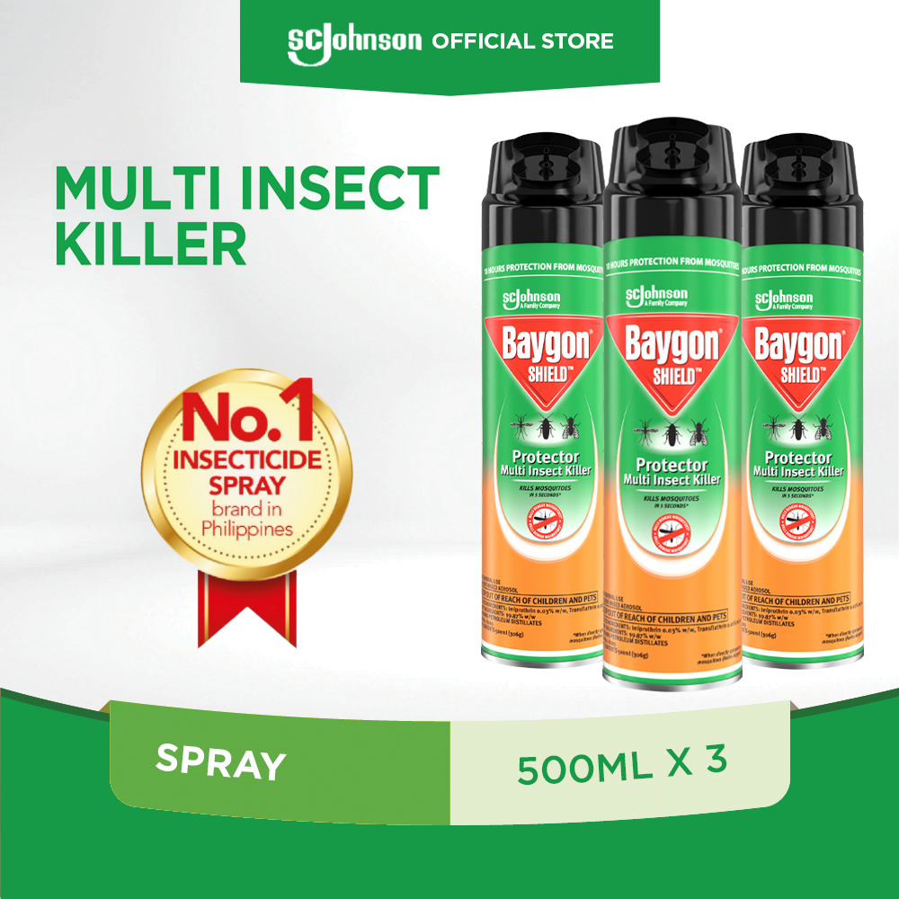 Baygon Shield Protector Multi Insect Killer 500ml (BUNDLE OF 3 ...