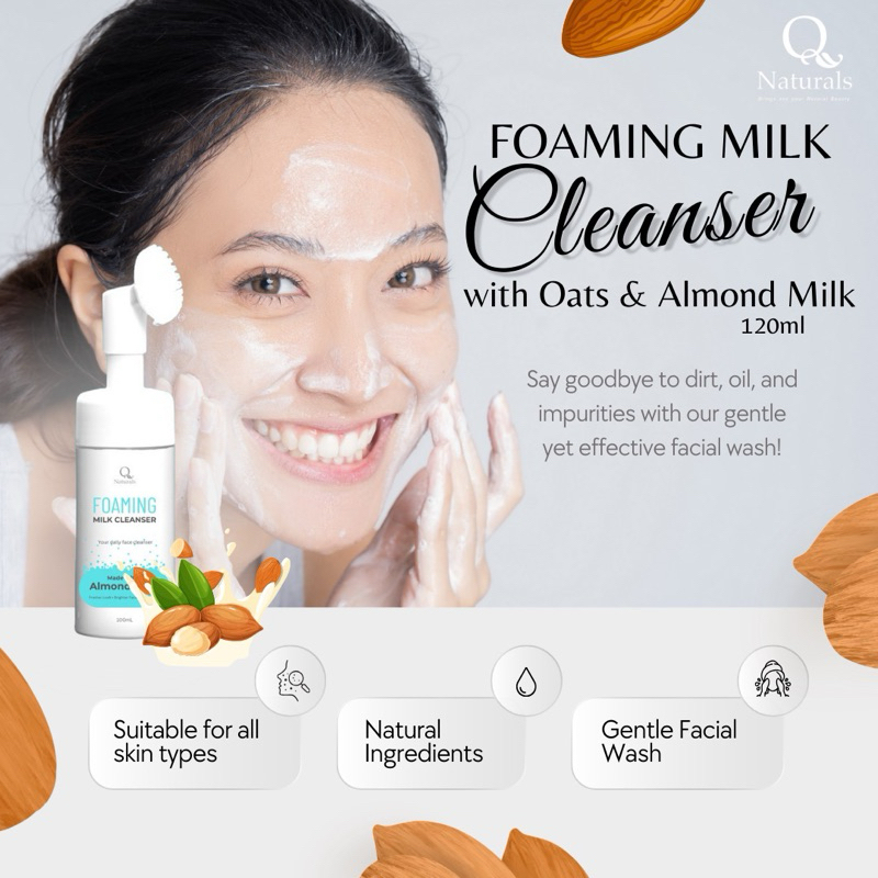 QNATURALS FOAMING MILK CLEANSER WITH ALMOND MILK | Shopee Philippines