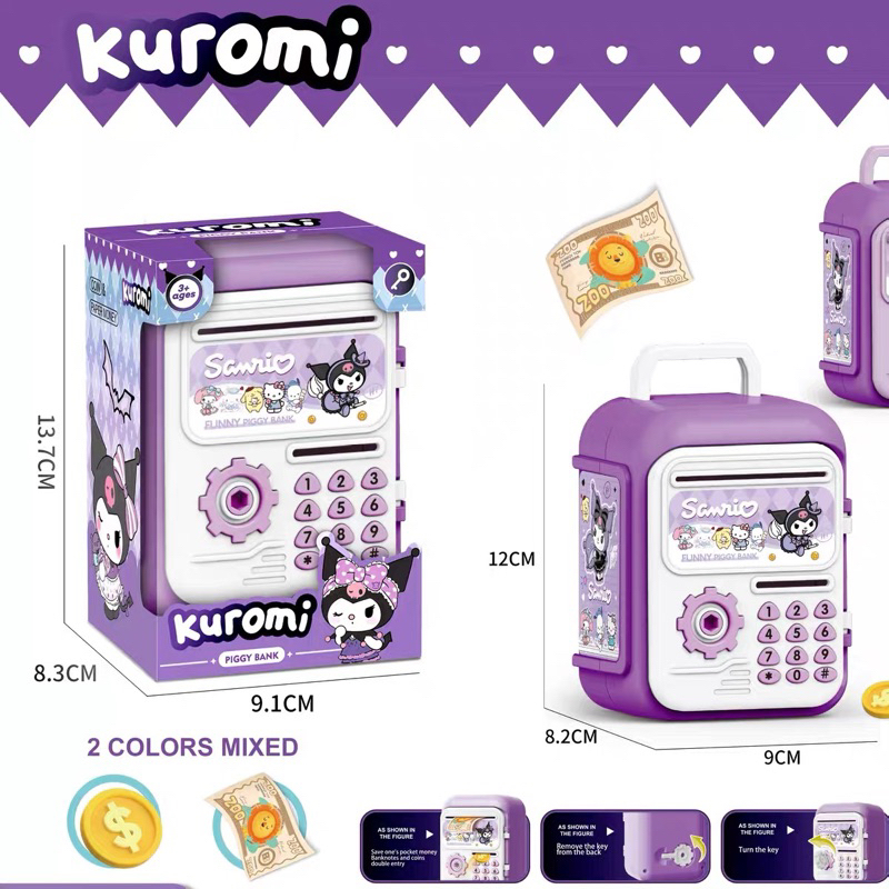 Sanrio Kuromi Piggy Bank for Kids Tabung ATM Cute Toys Save Money ...