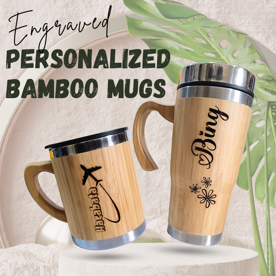 Personalized Laser Engraved- Bamboo Mug, Coffee Mugs(Hot&Cold) | Shopee ...