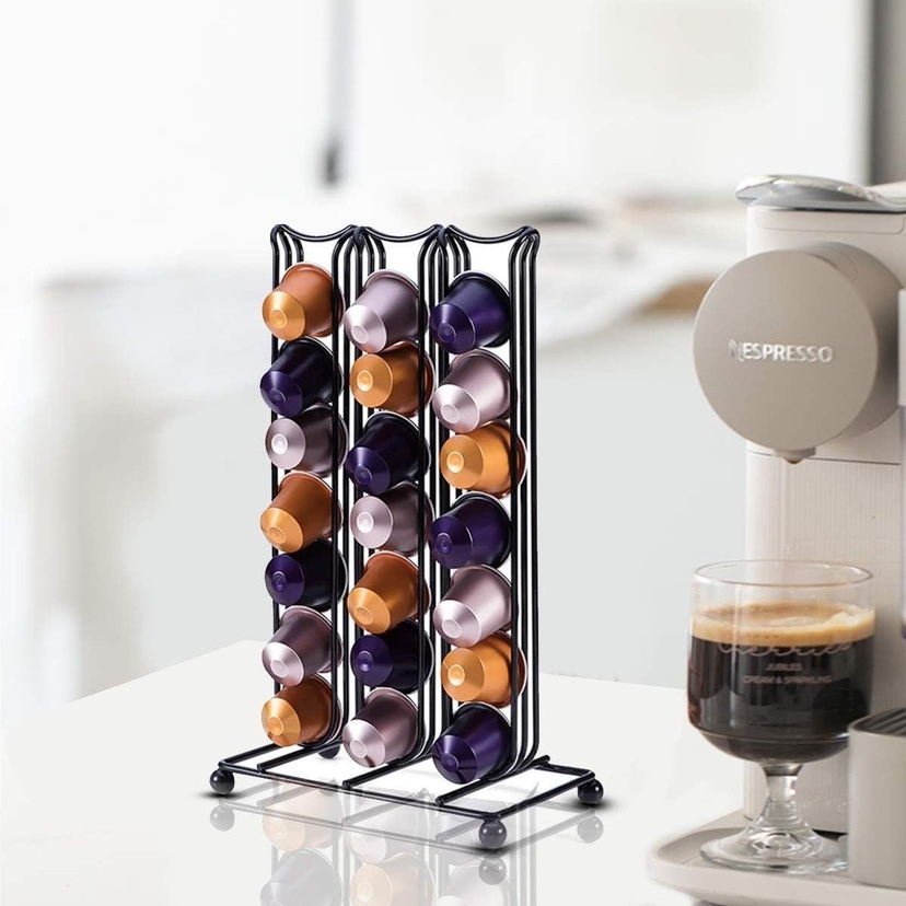 42pcs Coffee Pod Stand Nespresso Capsule Holder Chrome Tower Storage ...