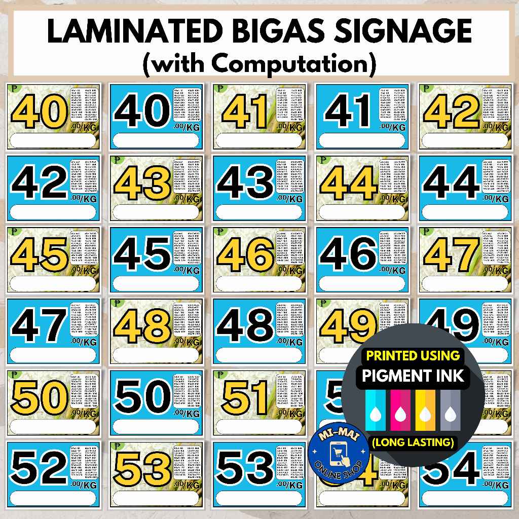 BIGASAN LAMINATED SIGNAGES / RICE TAG PRICE SIGNAGES / SIGNAGES (WITH ...