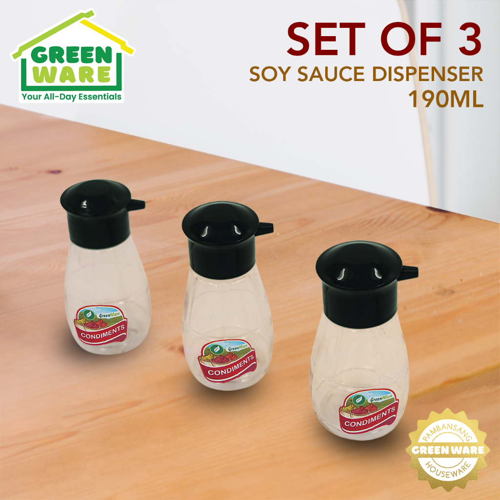 GREENWARE Condiments Soy Sauce Dispenser 190 ml 300 ml SET 3 PCS ...