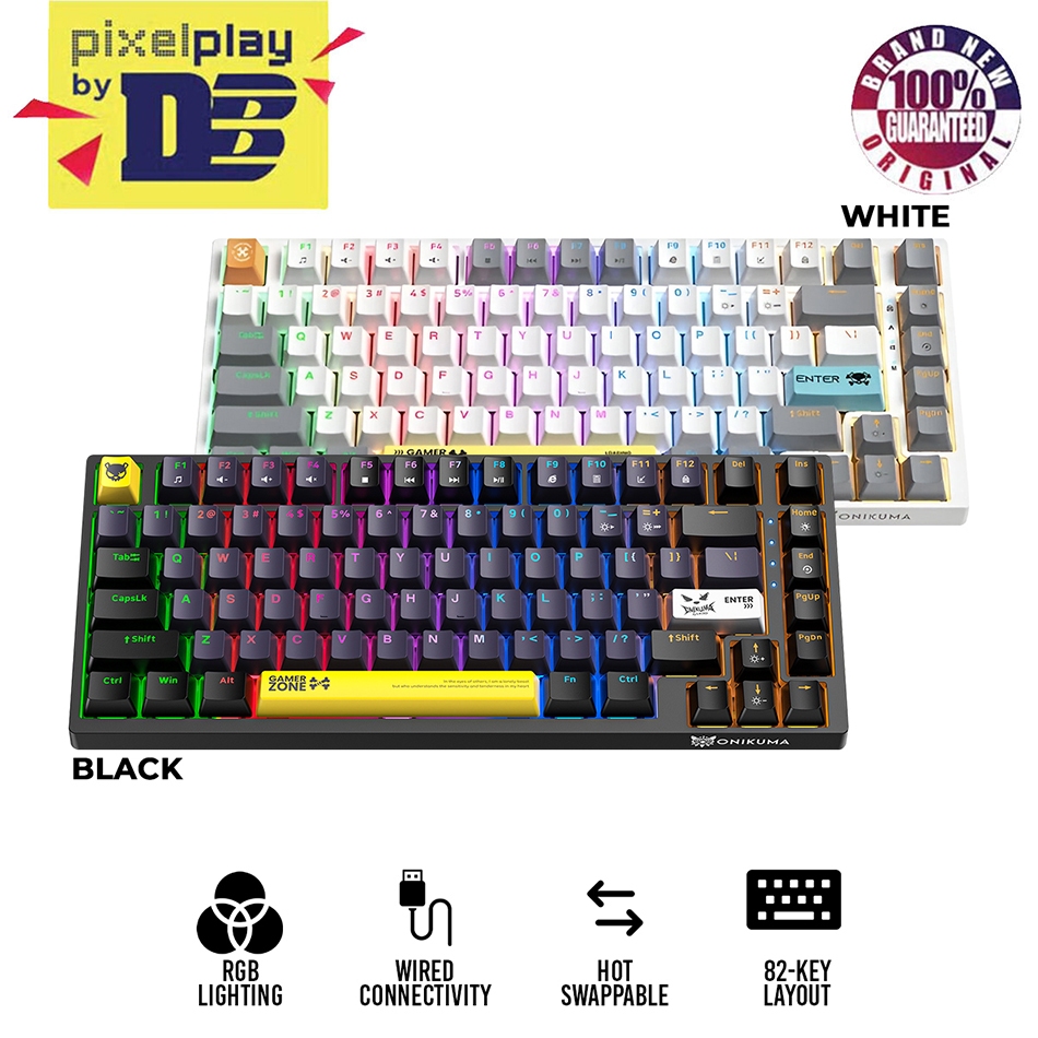 Onikuma G58 82-Key RGB Wired Hot-Swappable Mechanical Keyboard (Black ...