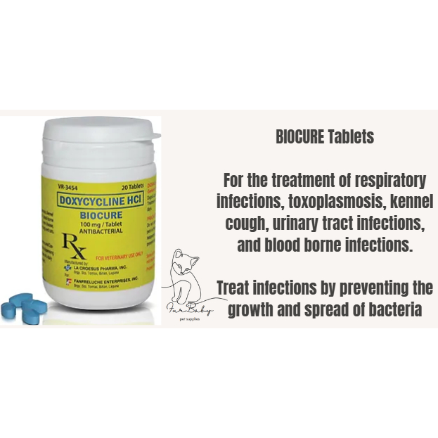 Biocure 20 tablets Doxycycline hci antibaterial For Pets Bio cure ...