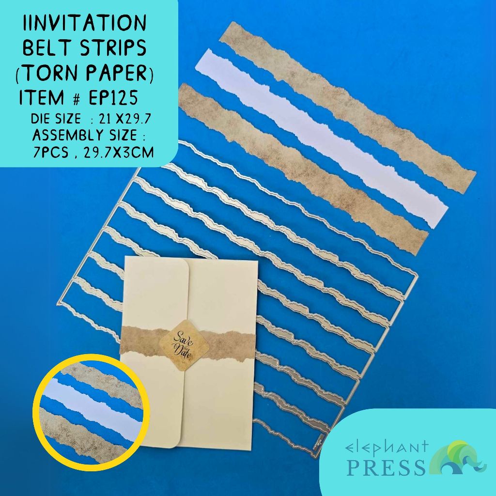 (READY STOCK) *EP125* Invitation belt Strips (Torn Paper) METAL DIE CUT ...
