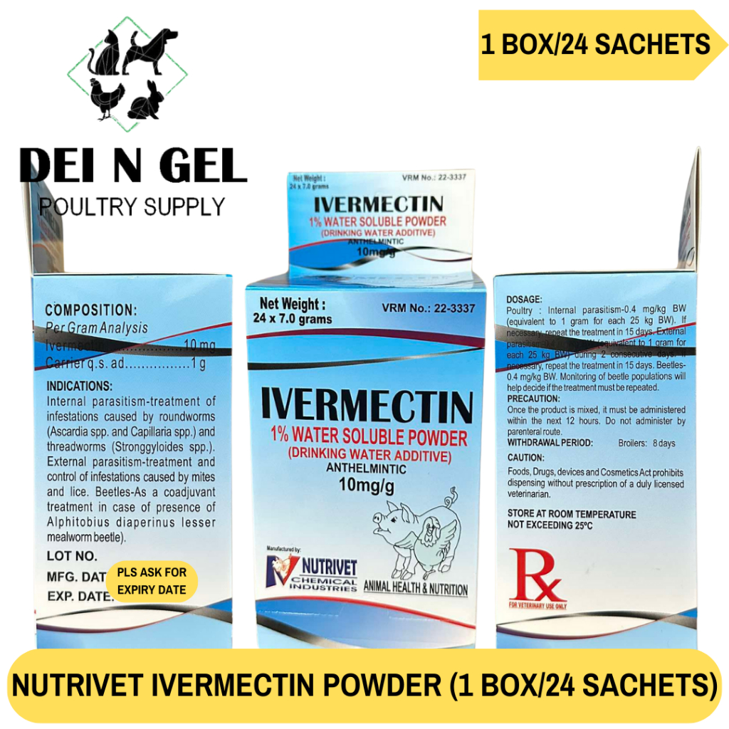 1 BOX NUTRIVET IVERMECTIN POWDER FOR ANIMALS (24 SACHETS) | Shopee ...