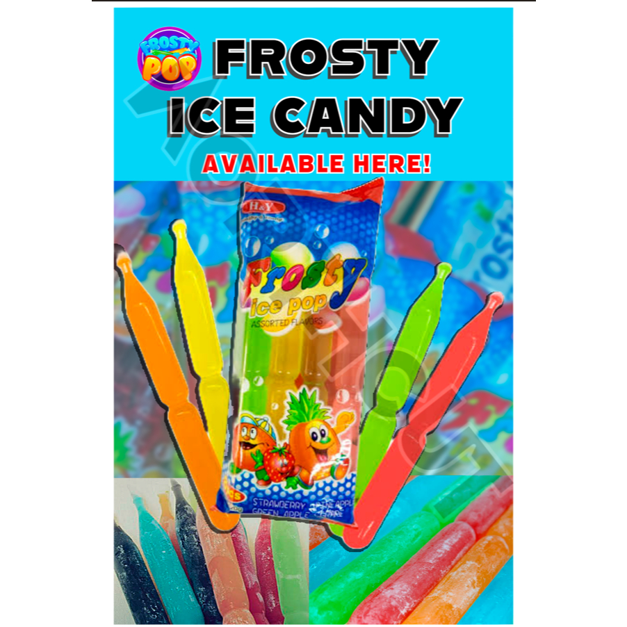 Frosty Ice Candy Signage sticker - Waterproof Laminated Vinyl Sticker ...