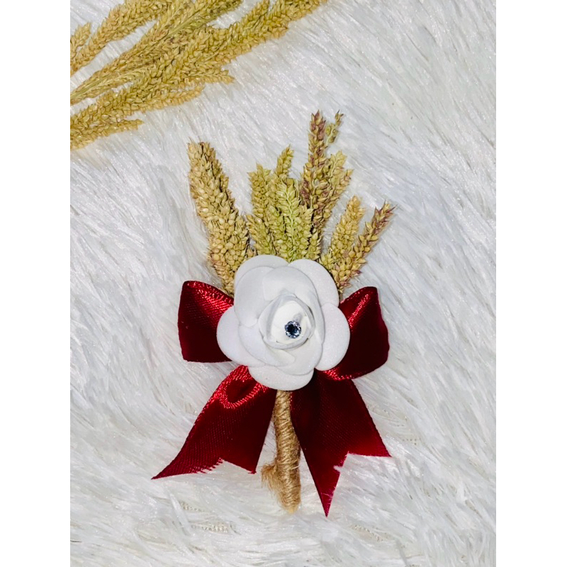 Boho Chest Corsage with pin (maroon) | Shopee Philippines